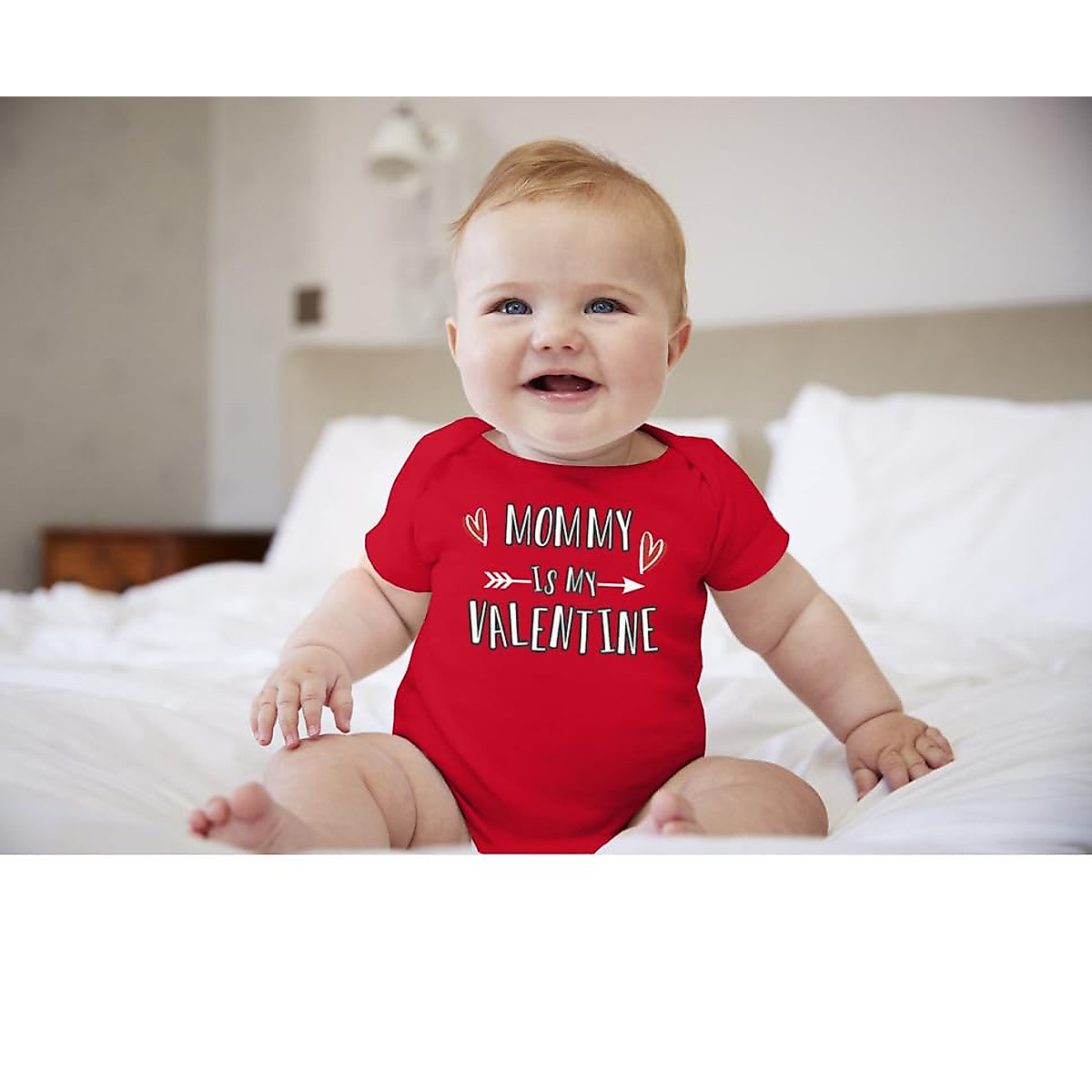 BesserBay Valentine's Day Baby Heart Bodysuit Infant Mommy Is My Valentine Red 100% Cotton Onesie 3-6 Months