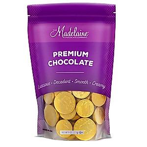 Madelaine Gold Chocolate Coins – St. Patrick’s Day Candy - Gold Foil Wrapped Milk Chocolate Coins Lucky Party Favors – Assorted Sizes 1/2 LB