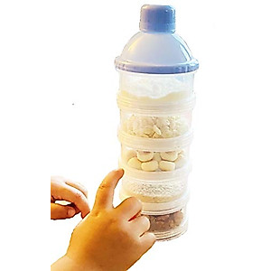 Non-Spill Milk Powder Dispenser/Storage Container, Blue (2pcs)- 5 Compartments
