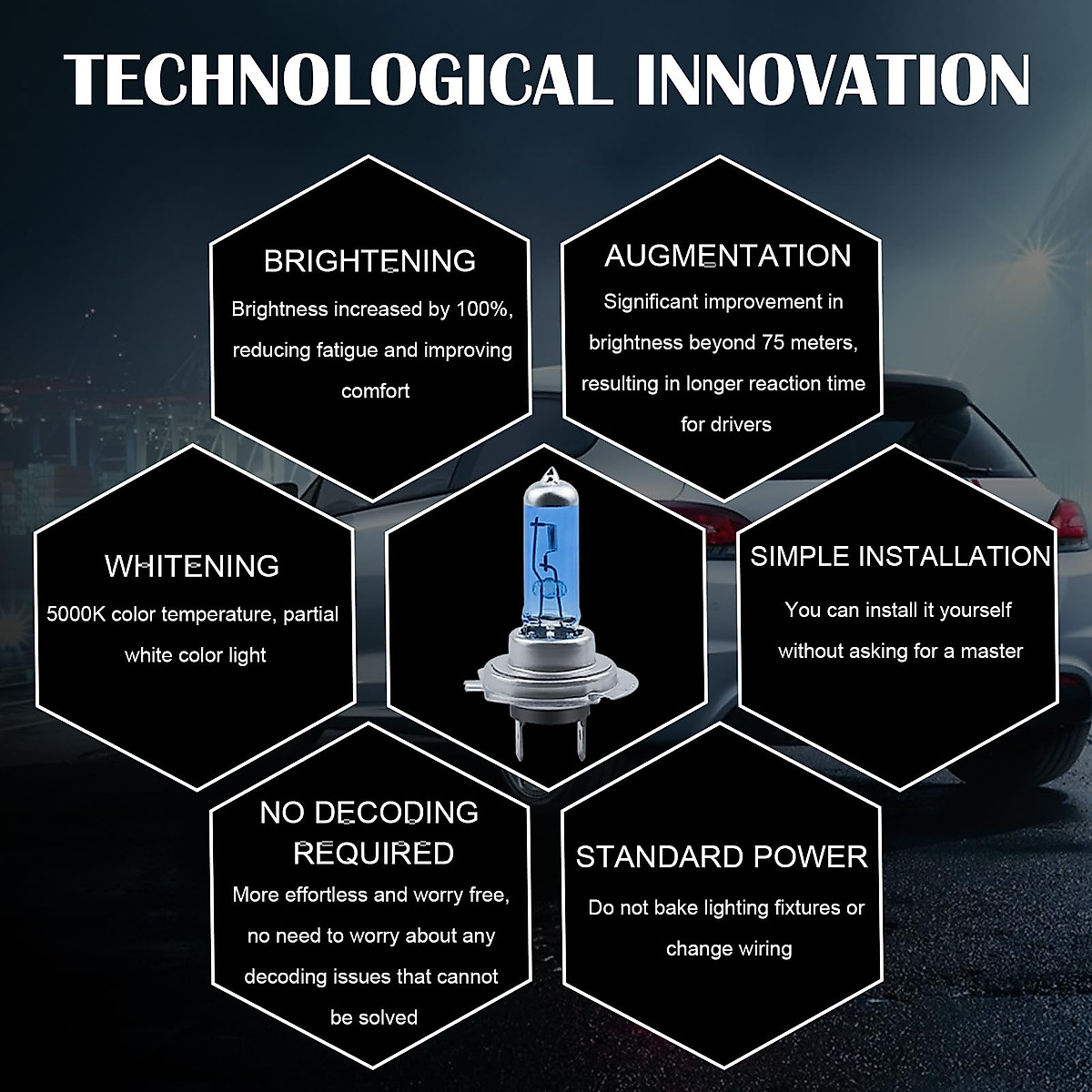 Ajxn 2 PCS H4 Halogen Light Bulb, Fog Lamp Replacement Bulbs, 850 Lumens Car Light, Universal Automotive Lighting Fog Bulbs, for Most Vehicles, Cars, Trucks, SUVs, RVs (Blue)