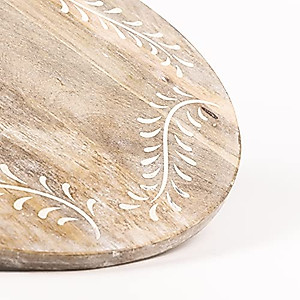 Husq Home | Unique Wooden Lazy Susan with Vine Detail, Rotating Kitchen Organizer, Spinner Display Stand with Carved Detail