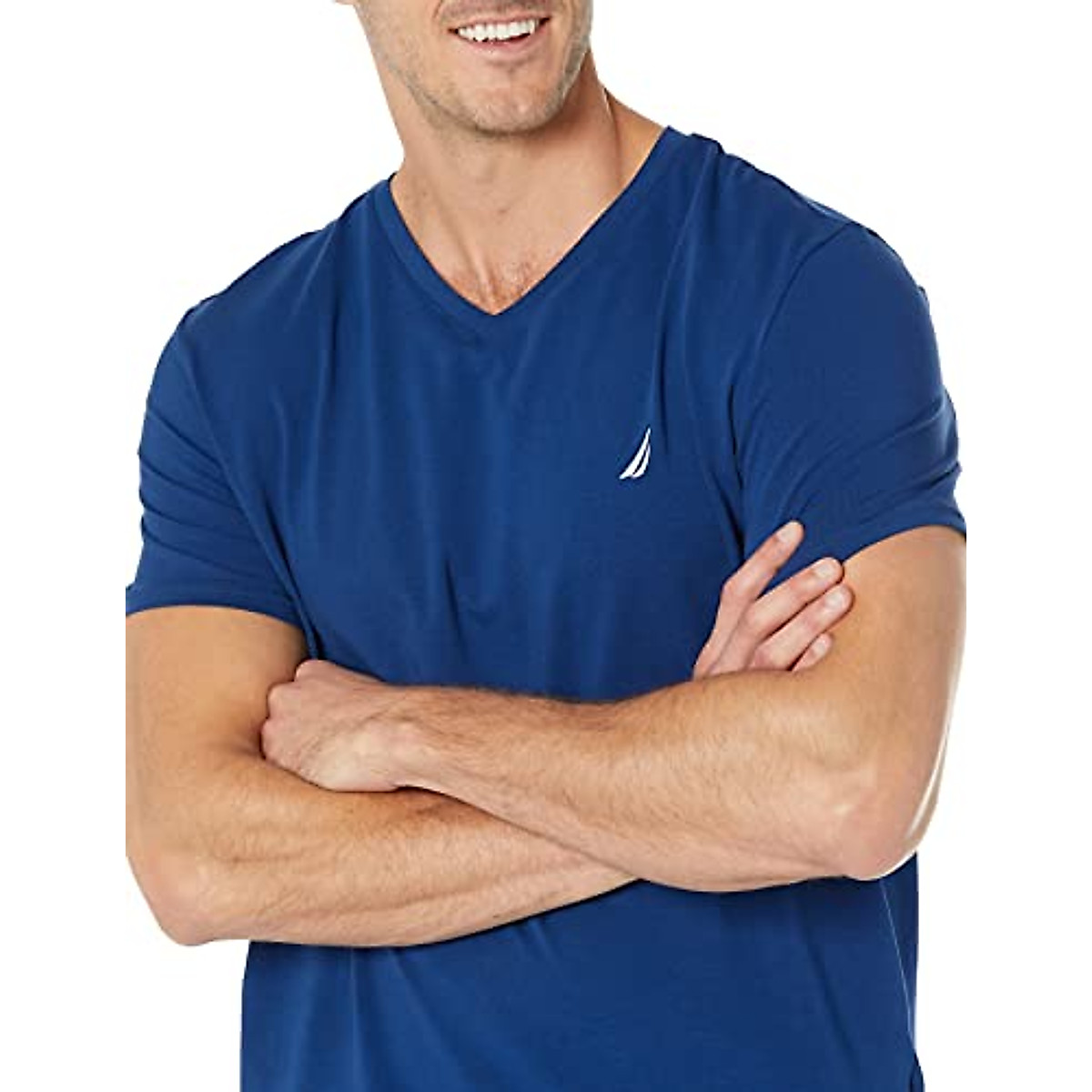 Nautica Men's Short Sleeve Solid Slim Fit V-Neck T-Shirt, Royal Blue, X-Large