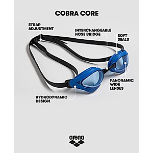 Arena Unisex Cobra Core Swim Goggles for Men and Women No Leak No Fog Max Comfort Standard Mirror Lens, Yellow Copper/Black