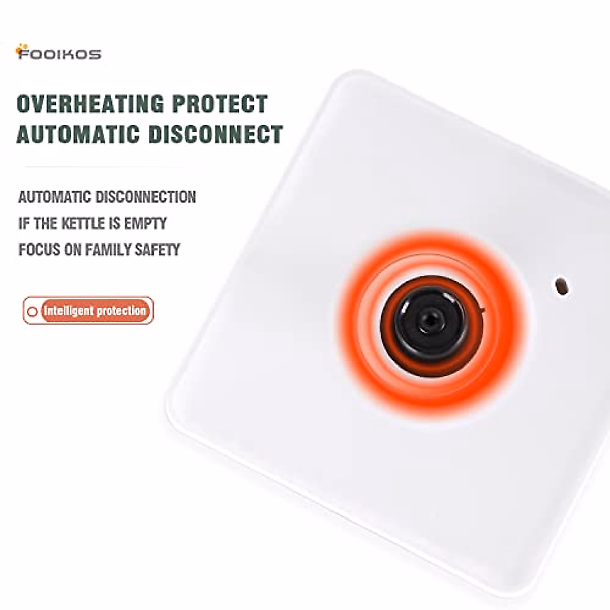 Fooikos Electric Gooseneck Kettle 0.8L for Pour Over Coffee and Tea, Food Grade 304 Stainless Steel, 1000W Quick Heating (White)