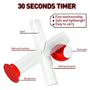 PROLOSO 30 Sec Sand Timer Hourglass Sandglass Clock Countdown Bulk Toy Set Timers for Kids Games Classroom School Prize Party Favors Pack of 20 (White Sand)