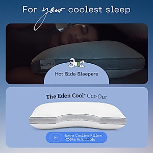 Coop Home Goods Eden Cool+ Cut-Out Adjustable Pillow Queen with Cooling Gel & Shoulder Cut-Out for Head Support, Side Sleeper Pillow, Neck Support for Sleeping, CertiPUR-US/GREENGUARD Gold