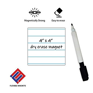 Dry Erase Notes - Magnetic Dry Erase Notes - Notepad/Writing Pad Design - 4" x 4" (5 Pack)