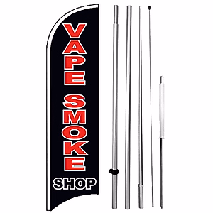 4LessCo Vape Smoke Shop Windless Feather Swooper Flag Banner Sign 15' Tall Kit kb-h