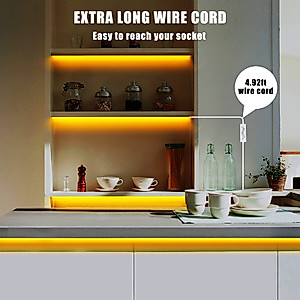 Tatazone 5V Yellow USB COB Led Strip Light with RF Remote, 4.92ft 2000K Dimmable USB Powered Amber COB Led Light Strip, Indoor COB Led Rope Light for Cabinet, TV, Kitchen, Monitor, Showcase