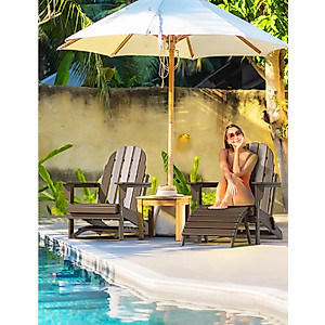 BUPPLEE Folding Adirondack Ottoman for Adirondack Chair, HDPE All Weather Outdoor Footrest Poly Lumber Adirondack Footstool for Patio, Backyard, Garden, Easy to Assemble & Storage - Teak