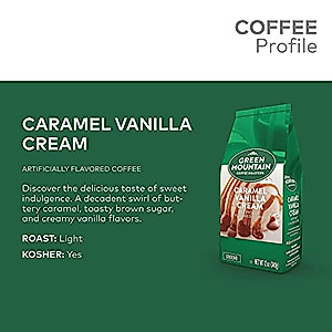 Green Mountain Coffee Roasters Caramel Vanilla Cream, Ground Coffee, Flavored Light Roast, Bagged 12 oz