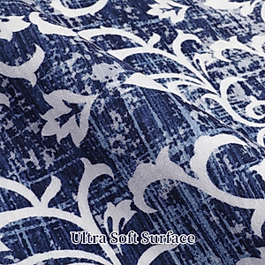 GarveeHome Washable Rugs 8x10 Rug for Living Room Boho Vintage Area Rug for Bedroom Indoor Floral Damask Floral Large Rug Soft Non Shedding Stain Resistant Carpet for Dining Room 8'x10' Blue