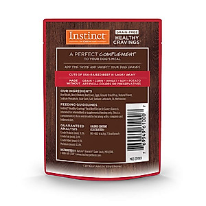 Instinct Healthy Cravings Grain Free Real Beef Recipe Natural Wet Dog Food Topper, 3 Oz (Pack of 24)