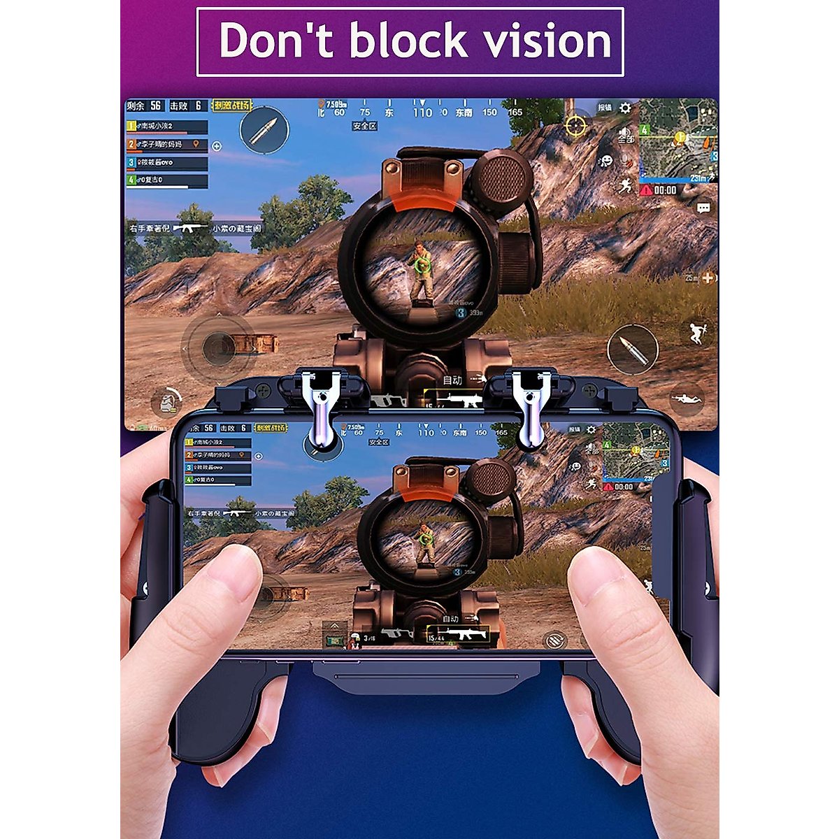 Ytuomzi Mobile Phone PUBG Game Controller L1R1 Shoot and Aim Trigger Joystick Ergonomic Gamepad for PUBG Mobile/Knives Out,Phone Gaming Controller for 4.7''- 7.0'' Android & iOS (H6)