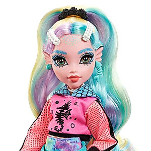 Monster High Lagoona Blue Fashion Doll with Colorful Streaked Hair, Signature Look, Accessories & Pet Piranha