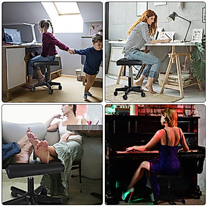 Footrest Stool on Wheels 15-20'' Height Adjustable Multi-Use Stool Gaming Foot Stool Under Desk 360°Swivel Ergonomic Foot Stool W/Lockable Wheels Work Stool for Home Offiece