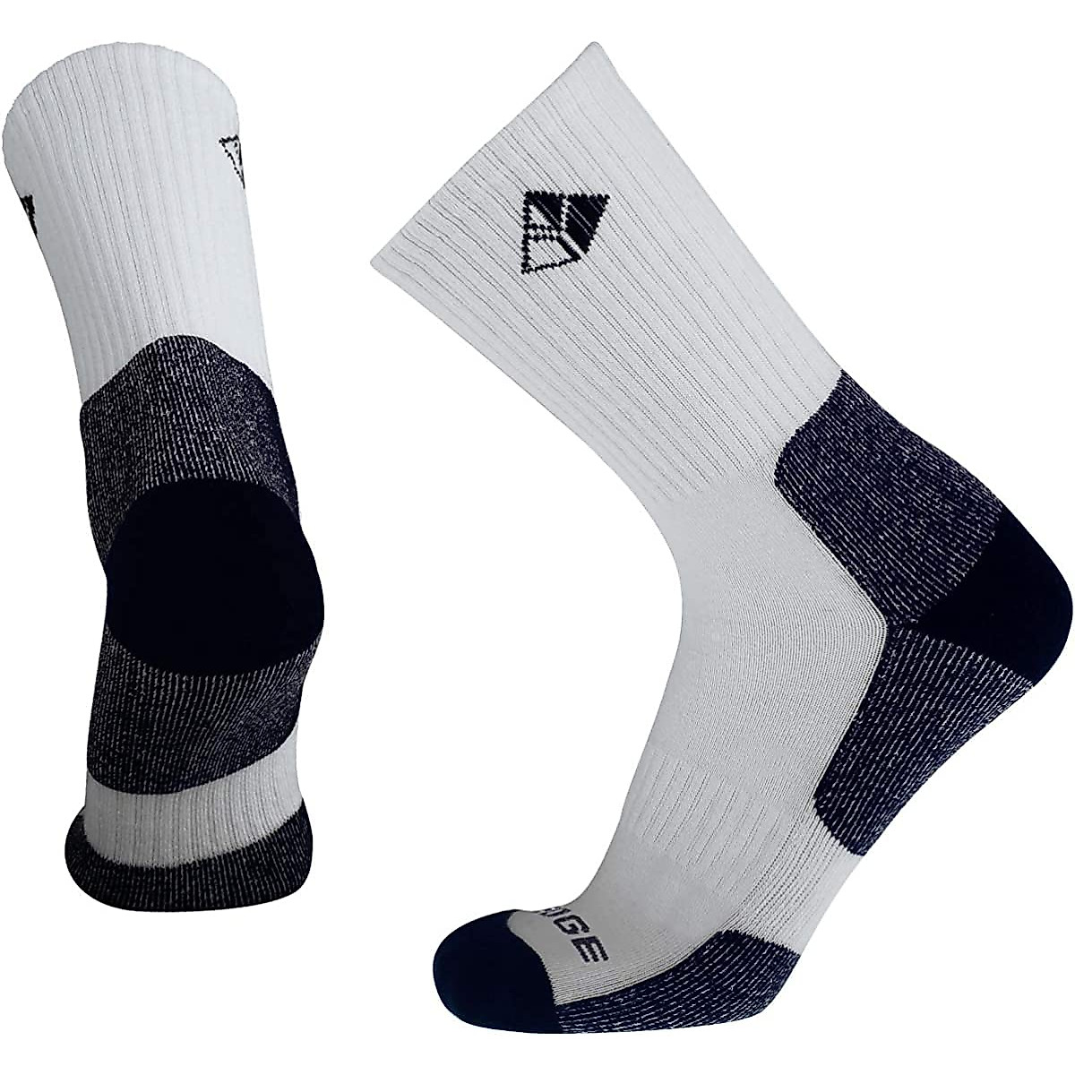 G-Six Global 2 Pairs Men's White Wicking Cushion Multi Performance Hiking Trekking Walking Socks Year Round (Large)