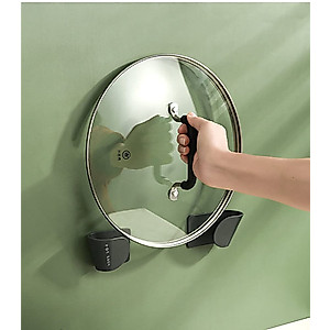 chenyesun 6 Pairs of Wall Mount Pot Lid Organizer, Adjustable Cabinet Door Pan Lid Organizer, Pot Lid Holder Hangers for Kitchen Wall Mount (Black)