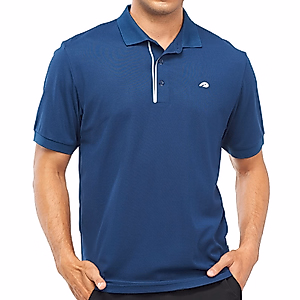 ALLZERO Men's Polo Shirt Quick Dry Long and Short Sleeve Activewear Shirts Performance Athletic Tennis Golf Collar Shirts DARKBLUE L