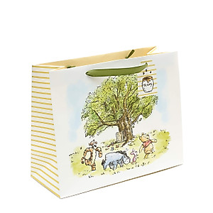 Disney Winne The Pooh Large Gift Bag for Him/Her/Kids with Envelope - Cute Vintage Artwork Design with Winnie, Tigger, Eyeore and Piglet - by UK Greetings