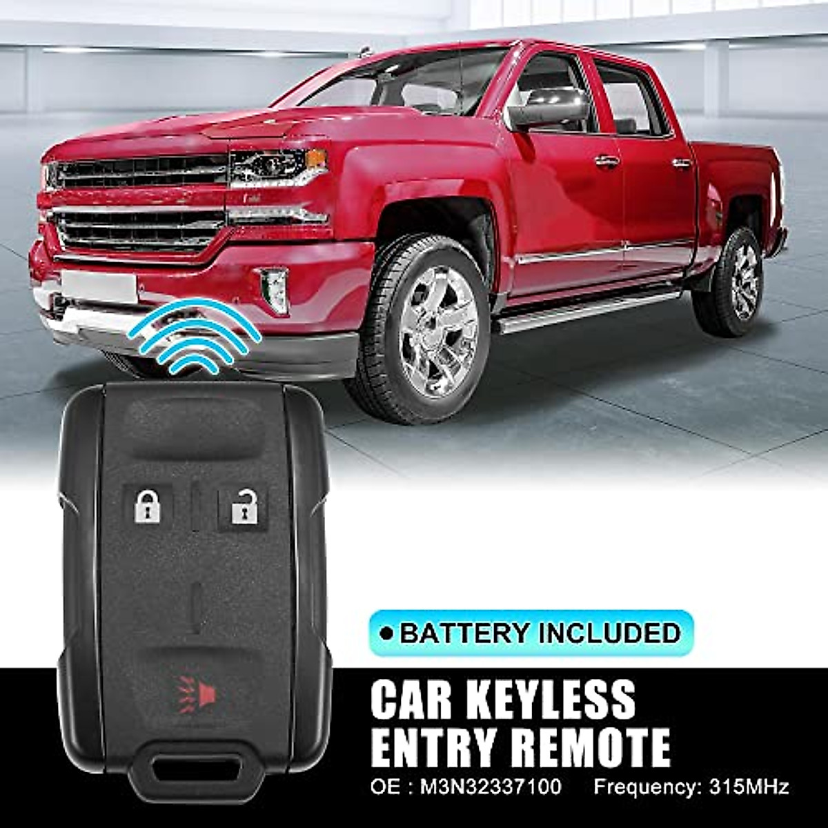 X AUTOHAUX 2pcs 3 Button Keyless Entry Remote Control Replacement Key Fob Proximity Smart Fob M3N32337100 for Chevrolet Silverado Colorado 14-17 315MHz