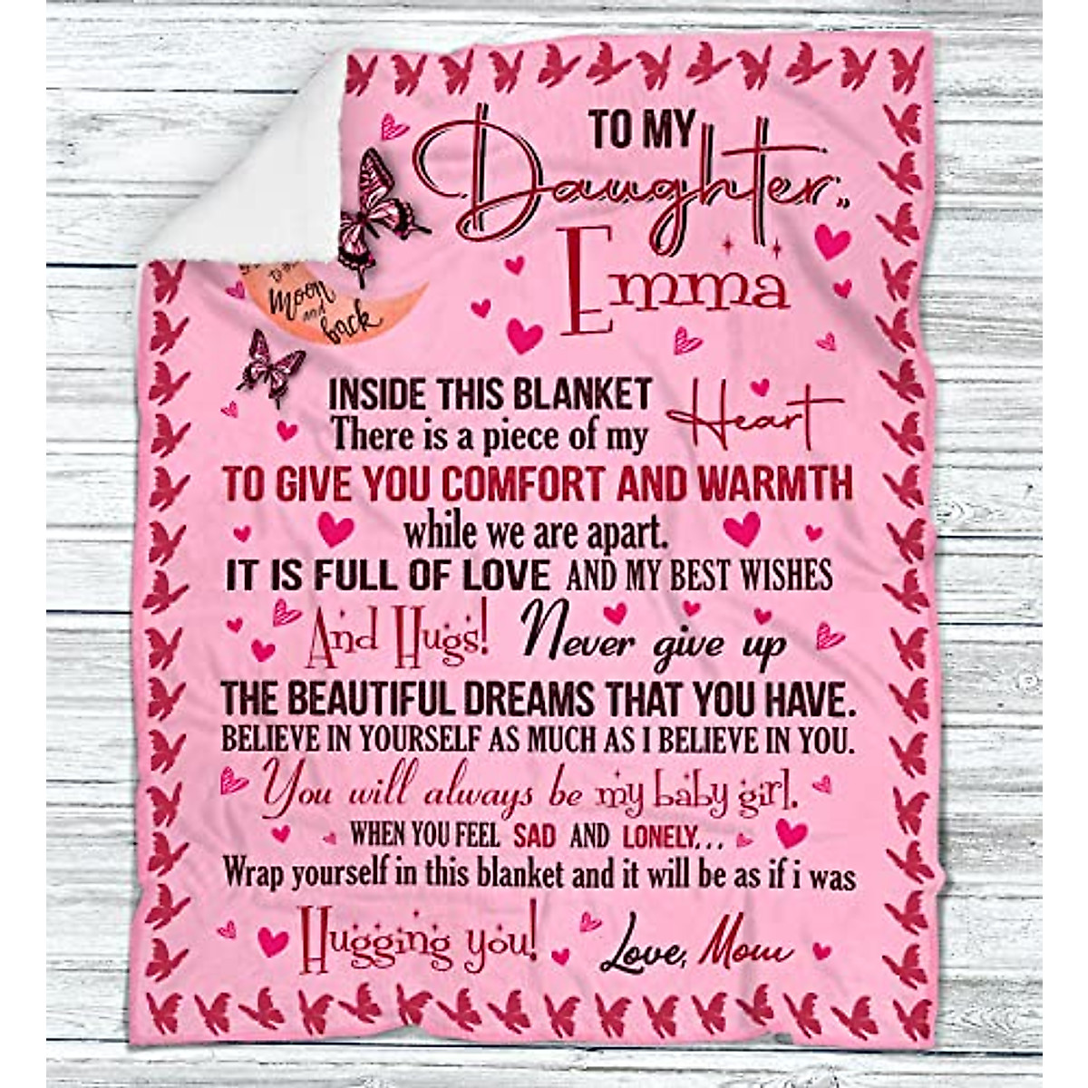 Personalized Blanket to My Daughter, to My Daughter Blanket from Mom,Dad, Dad, Gift for Daughter, Customized Name, Custom Blanket for Birthday, Christmas, Thanksgiving,to My Daughter Throw Blanket