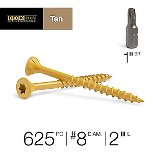 Deck Plus 48414 Wood Screws #8 x 2", Tan, 5lb Box