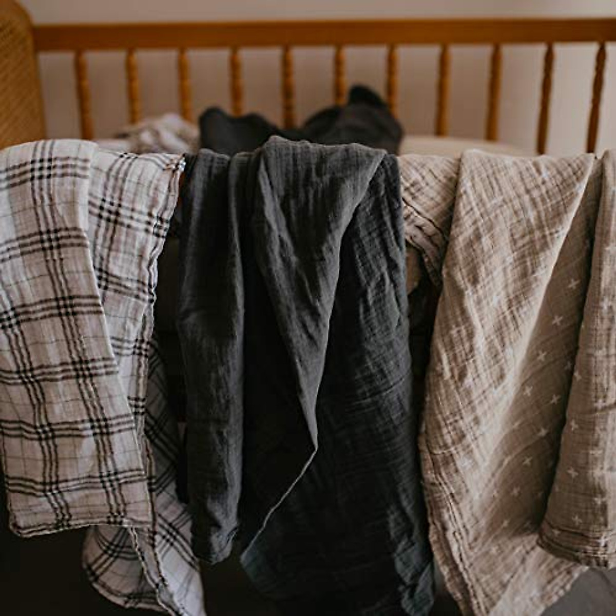 Parker Baby Co. Swaddle Blankets - Pack of 3 of 100% Cotton Muslin Swaddle Blankets for Baby Boys and Girls - Unisex/Gender Neutral - Classics Set