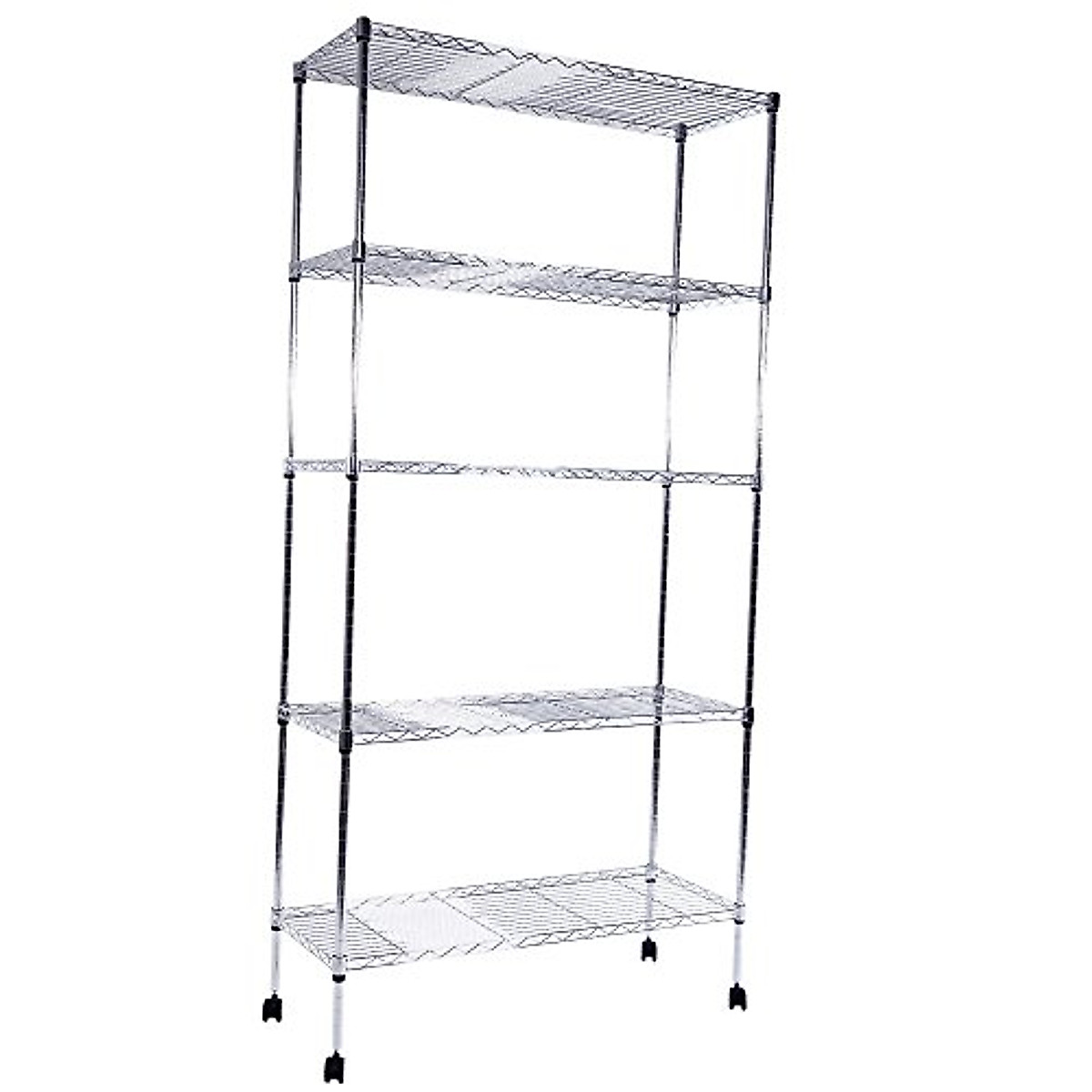 Baisha 5 Tier Rolling Storage Shelves Metal Wire Shelving Unit, Heavy Duty Commercial Grade Shelf, Height Adjustable Organizer Rack for Garage Kitchen Office, 36 L x 14 W 65 inch H (Chrome) (XM-206)