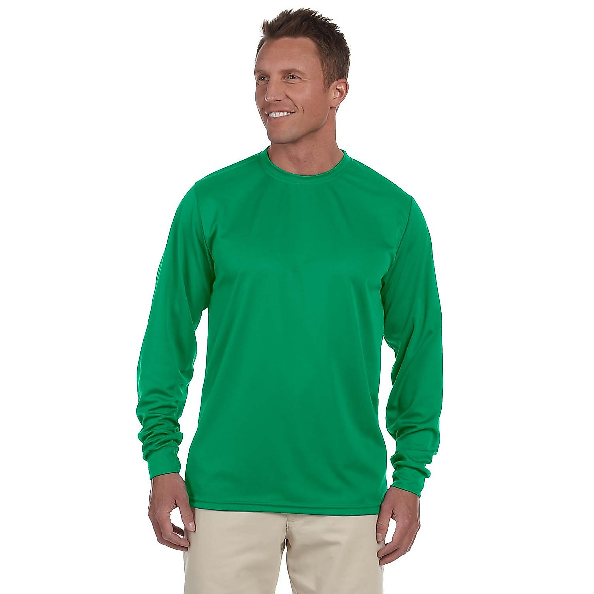 Augusta Sportswear Mens Wicking Long Sleeve T-shirt, Kelly, Large US