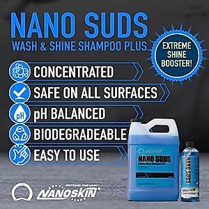 Nanoskin NANO SUDS Foaming Car Wash Shampoo 1 Gallon - Works with Foam Cannon, Foam Gun, Bucket Washes, Car Soap for Pressure Washer | Safe for Cars Trucks, Motorcycles, RVs & More | Fruity Scented