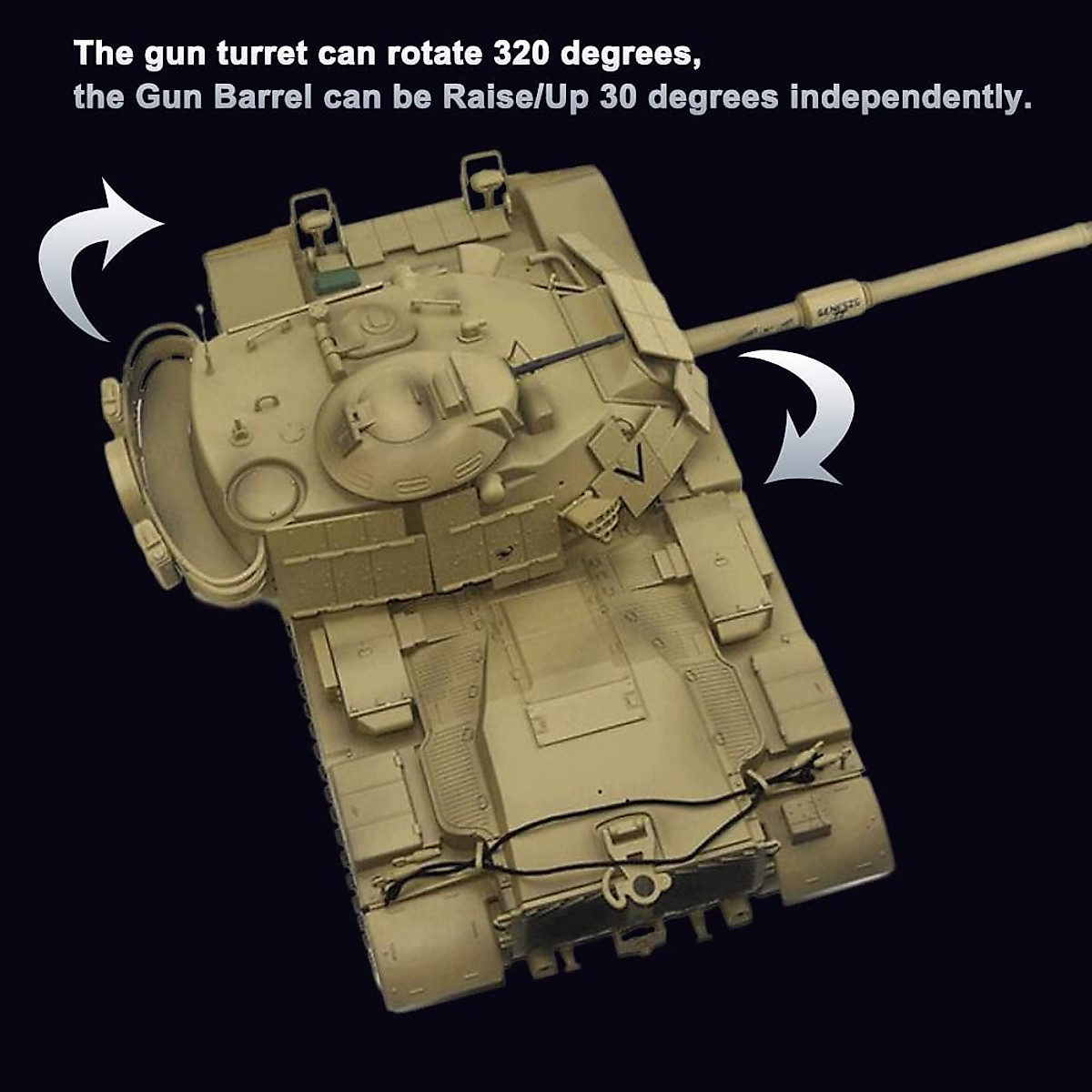 Ssccgym Remote Control Heavy Tank M60A1 RC Armored Vehicle Main Battle Large 1/16 Scale Full-Function Simulation Smoke Shooting Effect Collection Professional 60cm
