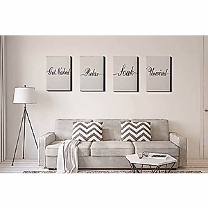 HERYNLRN Wall Art Painting Wash Soak Relax Unwind Bathroom Decor Sign Set of Four Photos Unframed Canvas Prints Looking Poster for Living Room,Bedroom Home Decoration,8"x10"