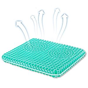 Gel Seat Cushion for Long Sitting, Cooling Office Chair Cushion with Double Thicken Layer & Dense Ring Design, Egg Seat Cushion for Desk Home Car Wheelchair, Sciatica Tailbone & Back Pain Relief
