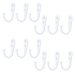 Tsnamay 10Pcs 1.65" Antique Wall Hooks,Wall Mounted Hat Hangger Hooks Robe Hook Single Coat Zinc Alloy Single Hook Coat Hook Wall Hook,White