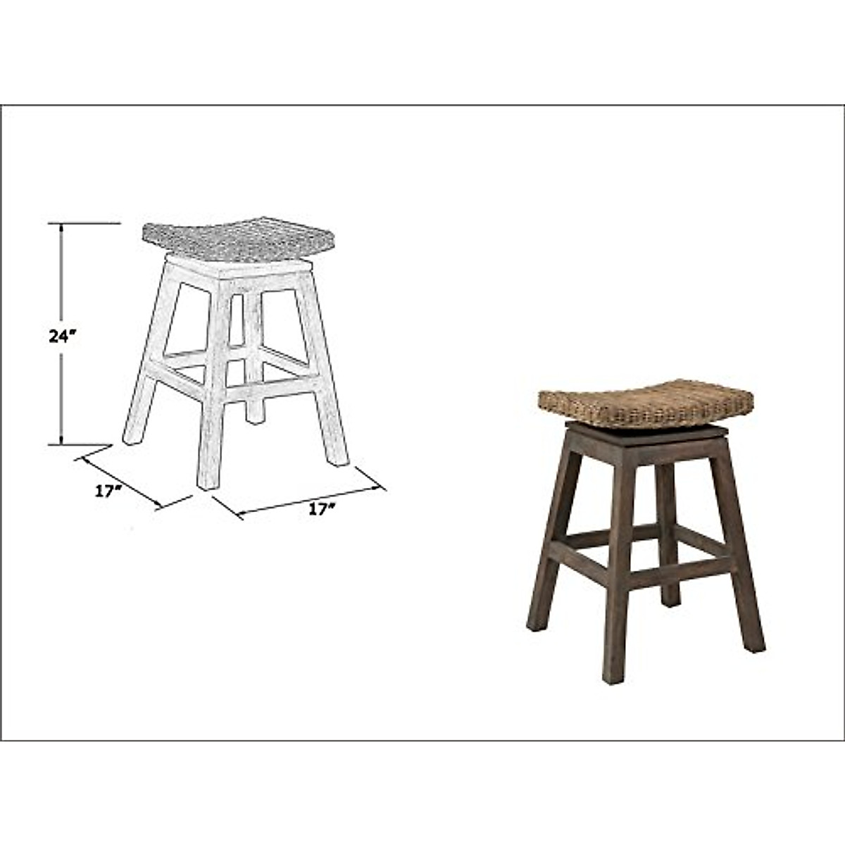 East at Main Heidi Brown Wooden Te"xtured Chair - 17"x17"x24"