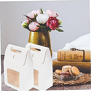 ULTECHNOVO 12pcs Cupcake Boxes Window Gift Bag Mini Muffin Mini Containers Clear Cake Box Small Baking Boxes Kraft Cupcake Holder Christmas Gift Bags Muffins Packaging Box Cake Container Box