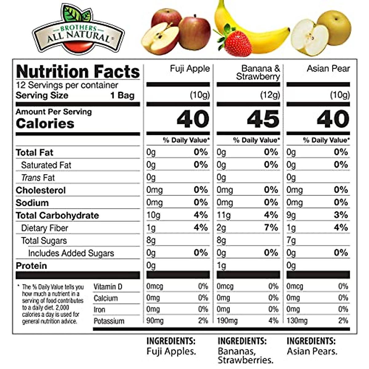Brothers-ALL-Natural Fruit Crisps, Variety Pack, 4.44 Ounce Bag, 12 Count (Pack of 2)