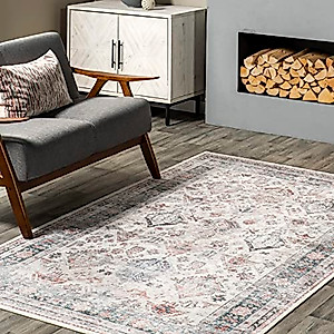 nuLOOM Bex Faded Stain-Resistant Machine Washable Area Rug, 9' x 12', Ivory Multi