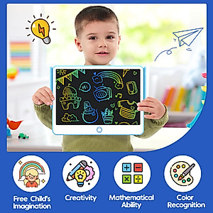 LCD Writing Tablet for Kids, 12 Inch Erasable Doodle Board Colorful Toddler Drawing Pad Mess Free Coloring Board Games Toys Gifts for Toddlers Boys Girls Adults (Macaron Blue/Green/Pink, 12 INCH)