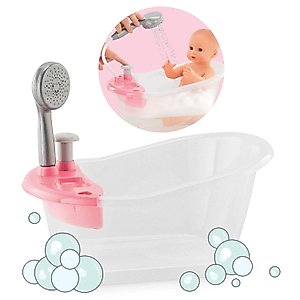Corolle Baby Doll Bathtub with Shower - Bath Play Set for 12" & 14" Dolls, Pink