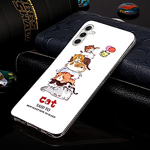 Mavis's Diary Galaxy A13 Case with Ring Holder & Stylus, Cute Floral Pattern Slim Fit Soft TPU Rubber Gel Case, Women Girls Protective Cover Compatible with Samsung Galaxy A13 5G (Cartoon Cat)