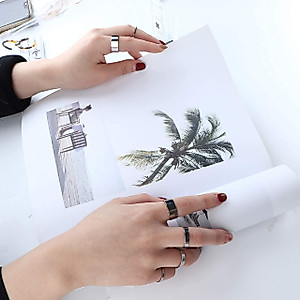 HAIAISO 10 Pcs Knuckle Rings Set Stainless Steel Ring Simple Smooth Finger Silver Stackable Rings Set for Women Plain Band Rings…