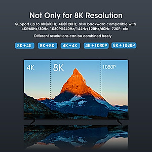 ROOFULL 4 Ports 8K HDMI 2.1 Switch 4 in 1 Out 8K@60Hz 4K@120Hz HDMI Switcher Selector with Remote Support 48Gbps HDR 10+ Dolby Vision/Atmos HDCP 2.3 CEC for PS5 4 Pro Xbox Apple TV Game PC Roku