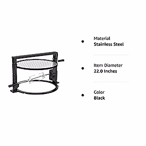 only fire Santa-maria Style Grill Rotisserie System Adjustable Cooking Grate Attachment for Weber 22 inch Kettle Grills - Global Patent
