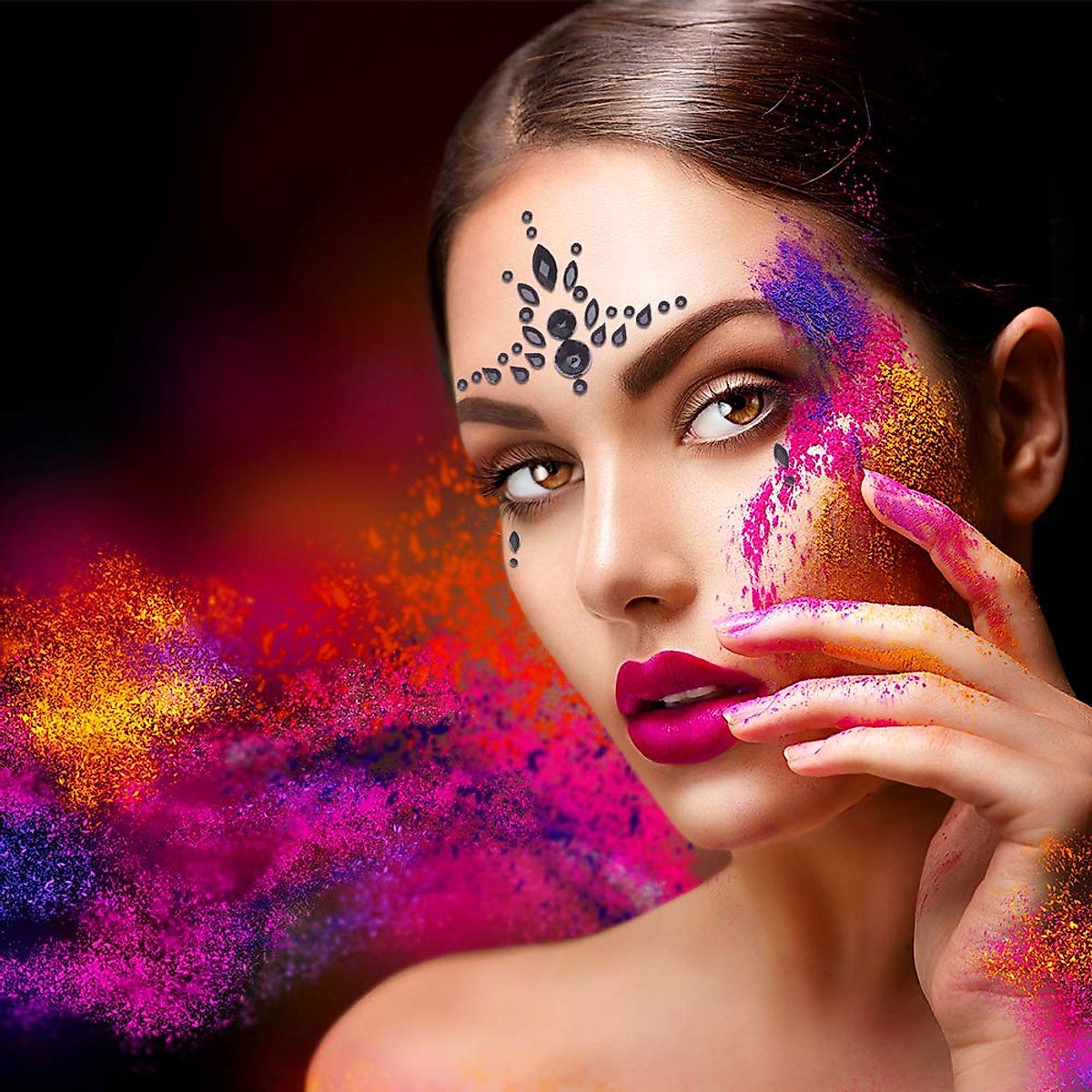 SIQUK 12 Sets Face Jewels Mermaid Face Gems Face Rhinestone Temporary Tattoos Crystal Tears Gems Stones for Race Carnival Festival Party