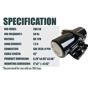 AmbitionMotor Salt & Sand Vibrator 200LBS 60W 54Hz DC 12V for Buyers Karrier Cougar SnowEx Trynex Meyers Spreaders