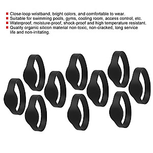 RFID Card Reader, Contactless RFID Proximity Smart Card, RFID Wristband Silicone Bracelet Waterproof IC Card for Swimming Pool Sauna Room (10pcs)(Black)