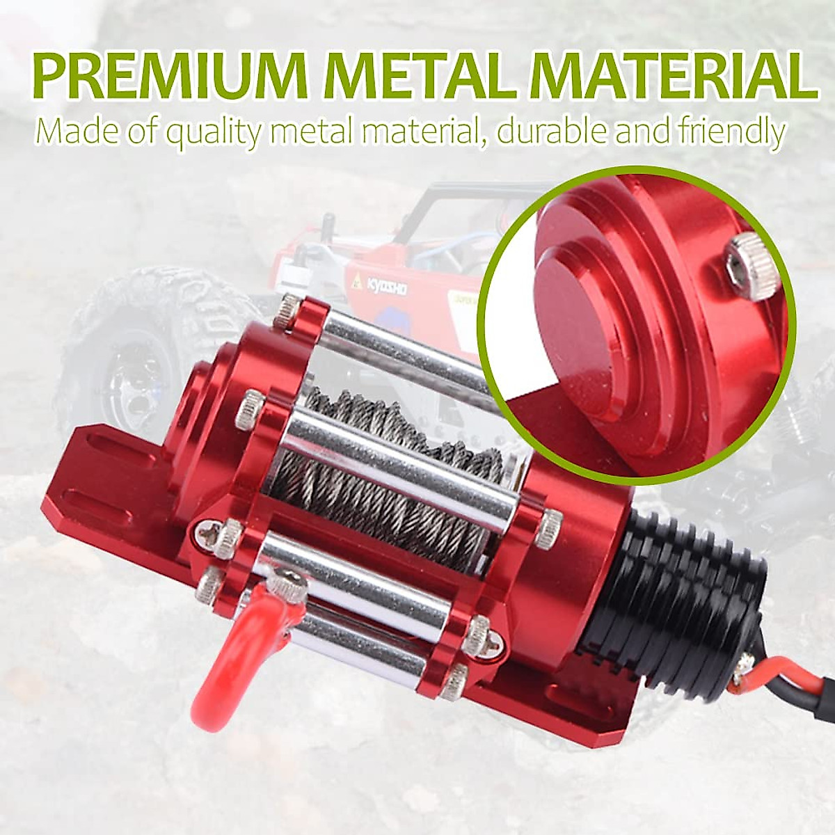 Tbest RC Car Winch, 1/10 Scale Winch Controller Simulated Toy Winch RC Model Vehicle Crawler Car Accessory for RC Crawler