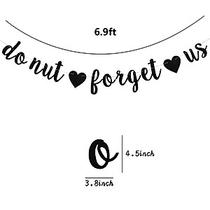 Black Glitter Donut Forget Us With Heart Banner - We Will Miss You Party Decorations - Going Away/Bachelorette/Moving Away Party Decoration Supplies